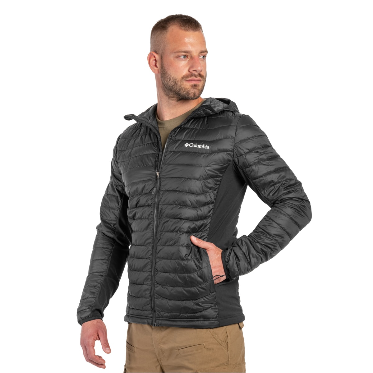 Columbia Powder Pass Hooded Hybrid Down Jacket - Black - Buy Online ...