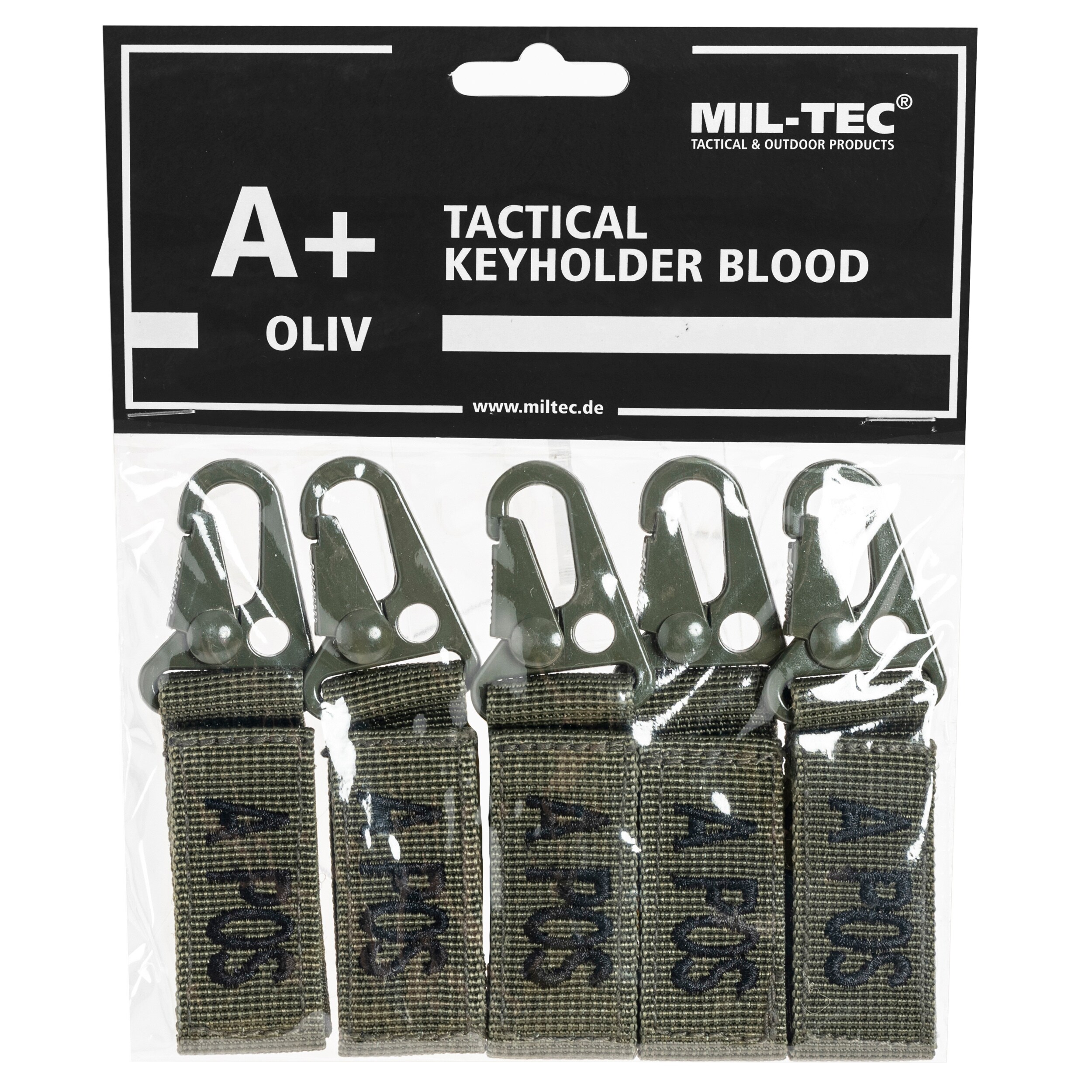 Mil-Tec Keychain Blood Type A POS Olive - 5 pcs. - Buy Online - MILITARY.EU Shop