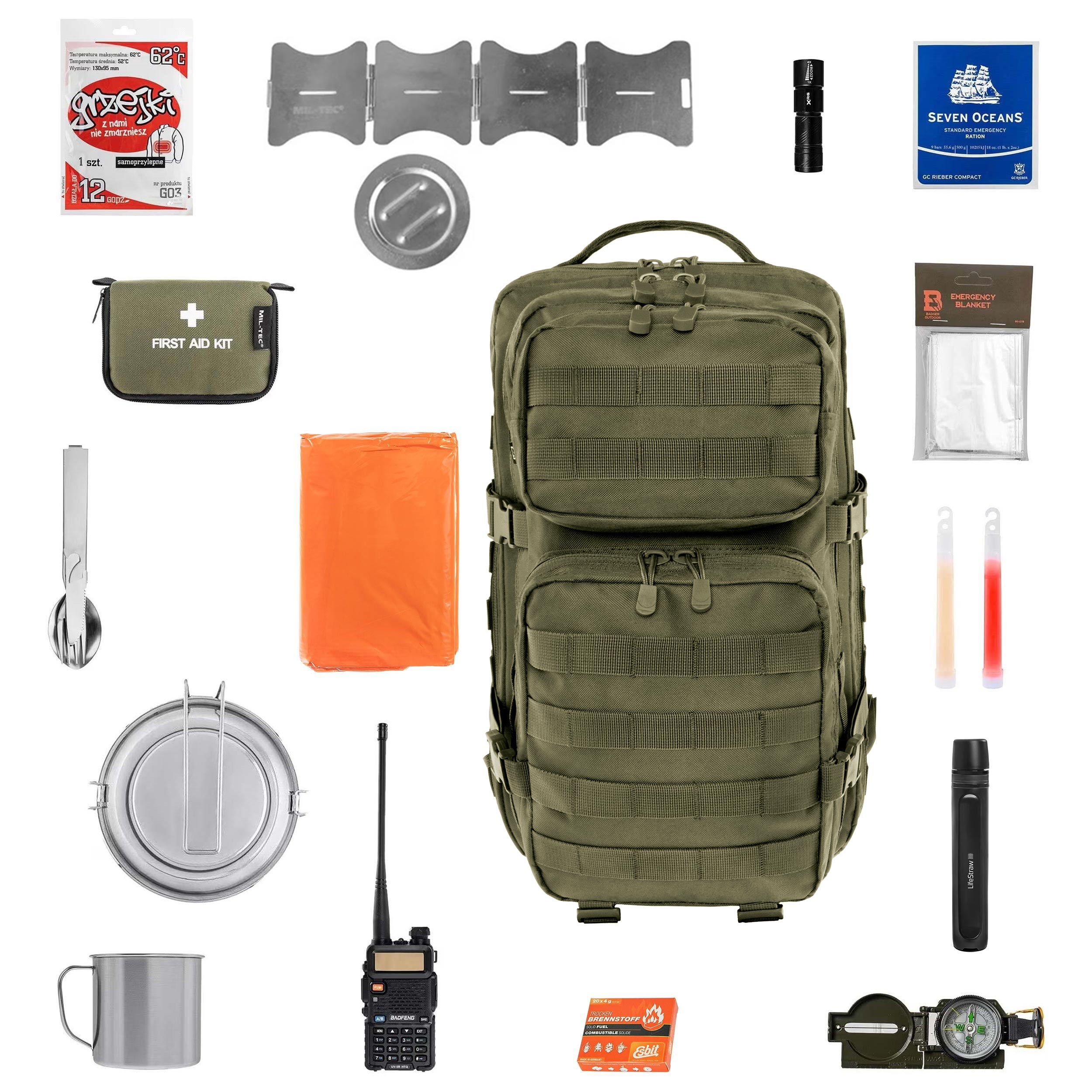 Brandit US Cooper Olive Large Bug Out Bag 40 l - with equipment - Buy Online - MILITARY.EU Shop