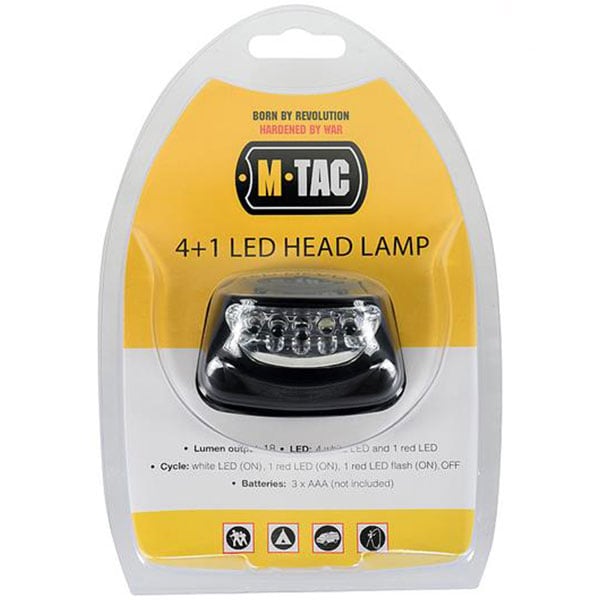 M-Tac 4+1 LED Headlamp Black - 18 lumens - Buy Online - MILITARY.EU Shop